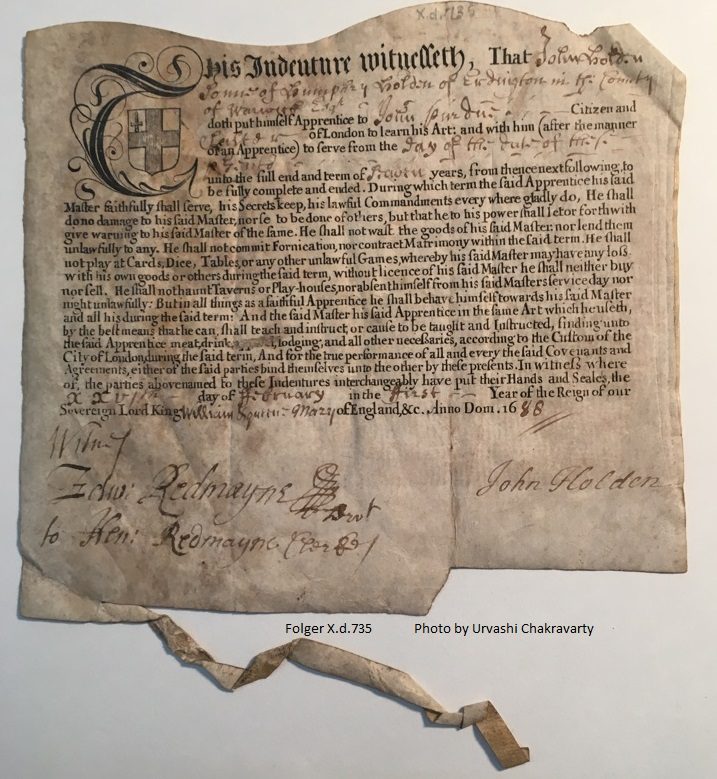 Bound to Serve: Apprenticeship Indentures at the Folger | Folger ...
